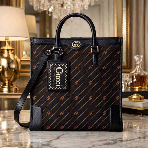 Gucci | Bags | Gucci Interlocking Medium Jacquard Black And Brown Mens ...